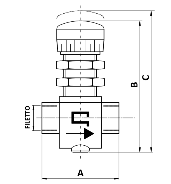 700 - PVDF needle control valve for tube ext. Ø 6-8-10-12 mm • Gielle ...